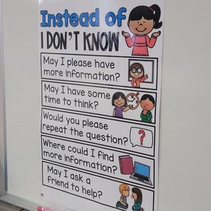 Instead of I Don't Know Anchor Chart [hard Good] - Option 2 - Etsy
