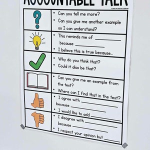 Accountable Talk Sentence Starters Anchor Chart [hard Good] - Option 3 ...