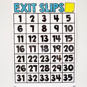 Exit Slips Anchor Chart [hard Good] (option 6 - 35 Squares) - Etsy