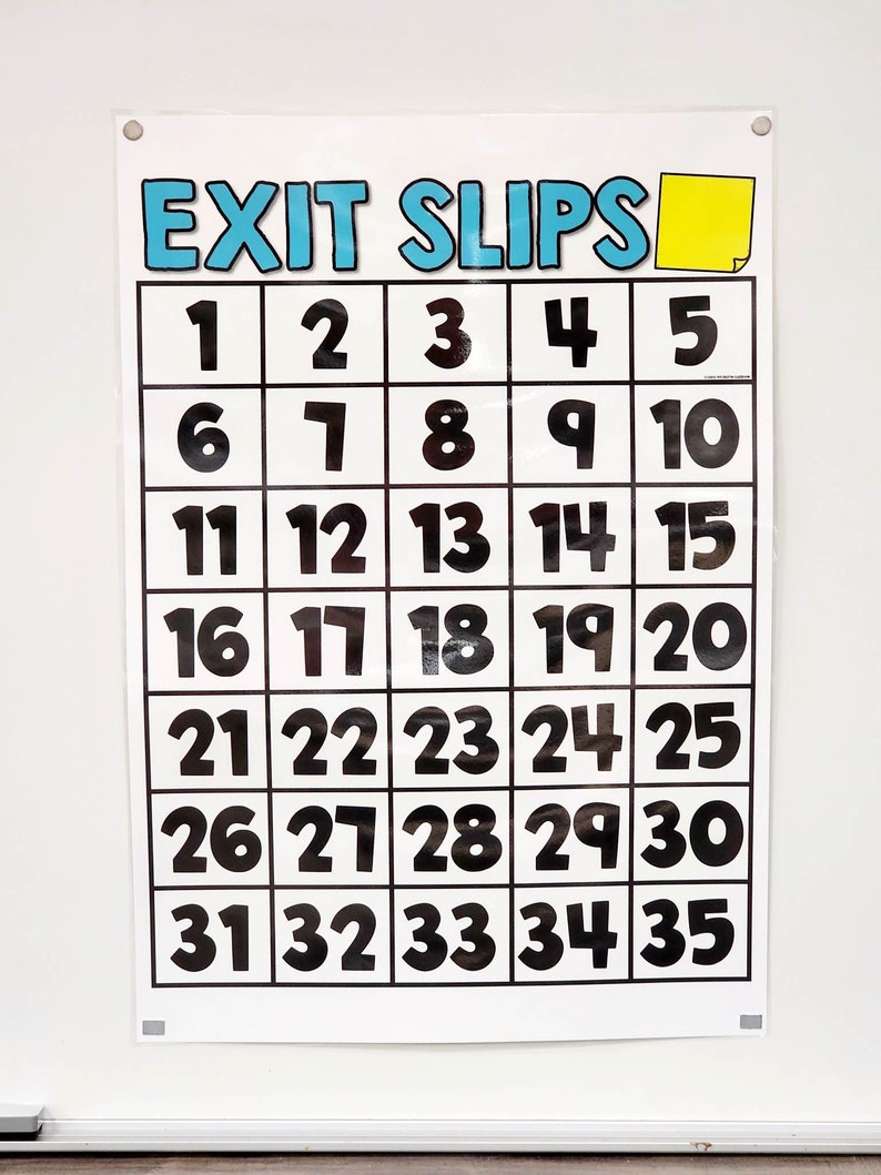 Exit Slips Anchor Chart [hard Good] (option 6 - 35 Squares) - Etsy
