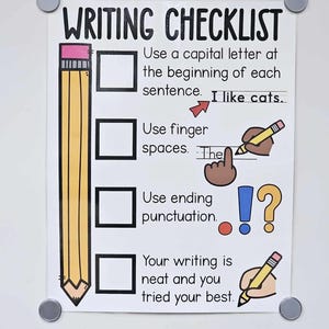 Writing Checklist Anchor Chart [hard Good] - Option #1 - Etsy