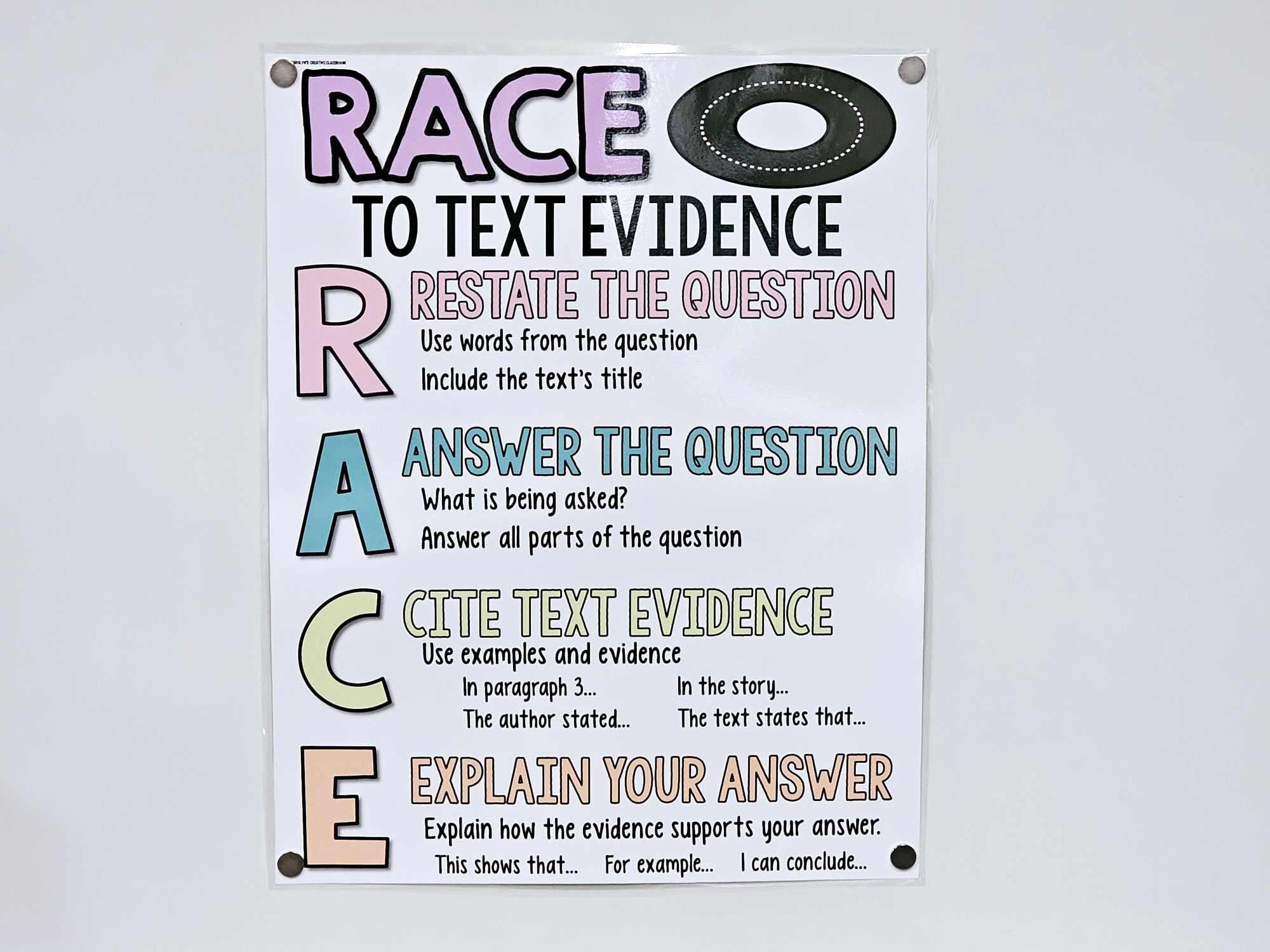 RACE to Text Evidence Anchor Chart [hard Good] - Option #5 - Etsy