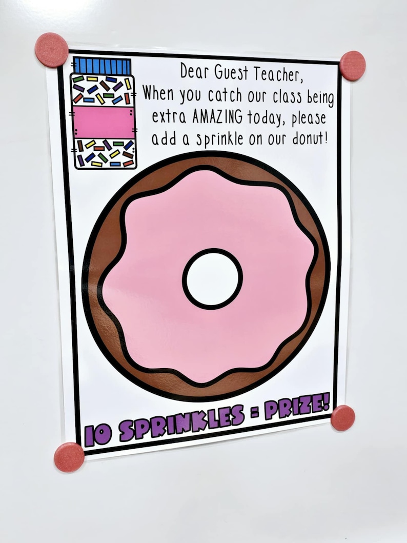 Sub Guest Teacher Incentive Chart: Donut Sprinkles [hard Good] - Option ...