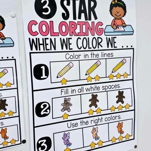 3 Star Colorings Anchor Chart [hard Good] - Option #1 - Etsy