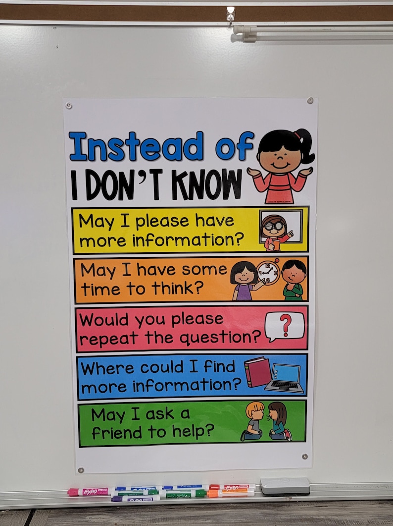Instead of I Don't Know Anchor Chart hard Good Option - Etsy