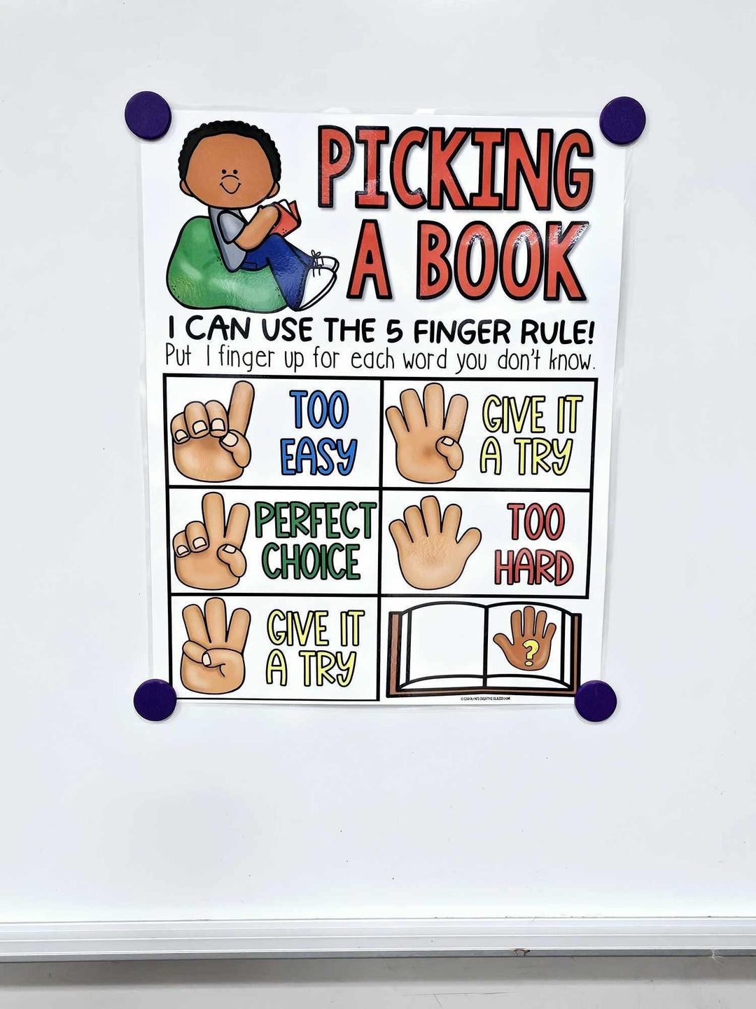 5 Finger Rule - Picking Out a Book Anchor Chart [hard Good] - Option #1 ...