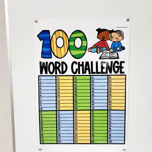 100th Day Word Challenge Anchor Chart [hard Good] - Option 1 (with ...