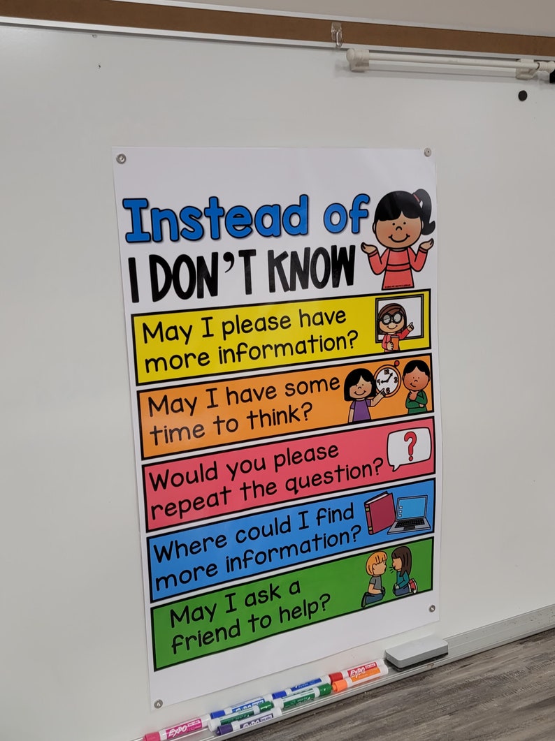Instead of I Don't Know Anchor Chart [hard Good] - Option 1 - Etsy