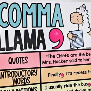 Comma Llama Anchor Chart [hard Good] - Option #1 - Etsy