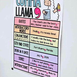 Comma Llama Anchor Chart [hard Good] - Option #1 - Etsy