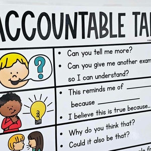 Accountable Talk Sentence Starters Anchor Chart [hard Good] - Option 4 ...