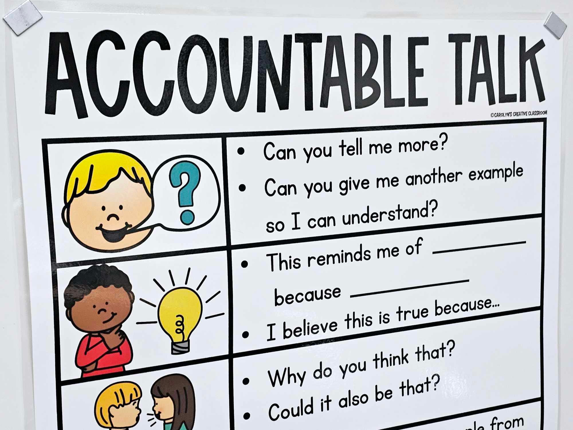Accountable Talk Sentence Starters Anchor Chart [hard Good] - Option 4 ...