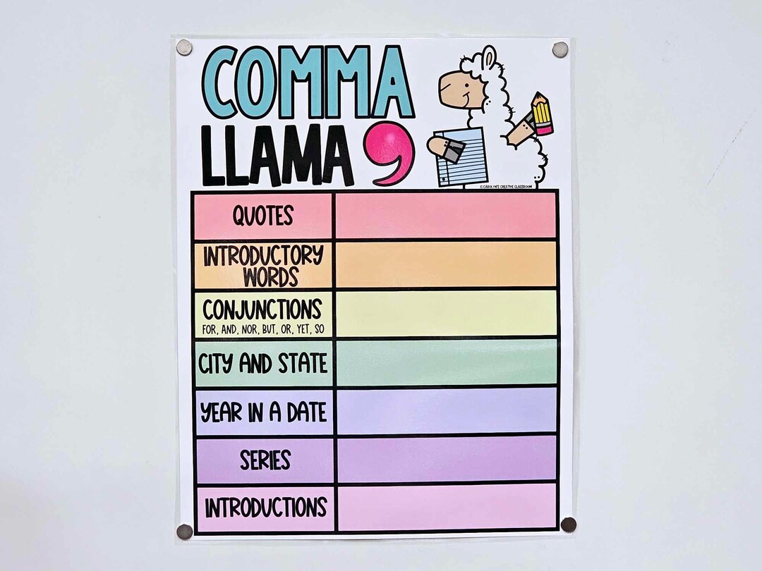 Comma Llama Anchor Chart [hard Good] - Option #2 - Etsy