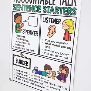 Accountable Talk Sentence Starters Anchor Chart [hard Good] - Option 1 ...
