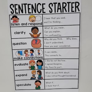Sentence Starters Anchor Chart [hard Good] - Option #1 - Etsy