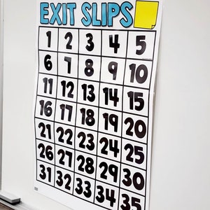Exit Slips Anchor Chart [hard Good] (option 6 - 35 Squares) - Etsy