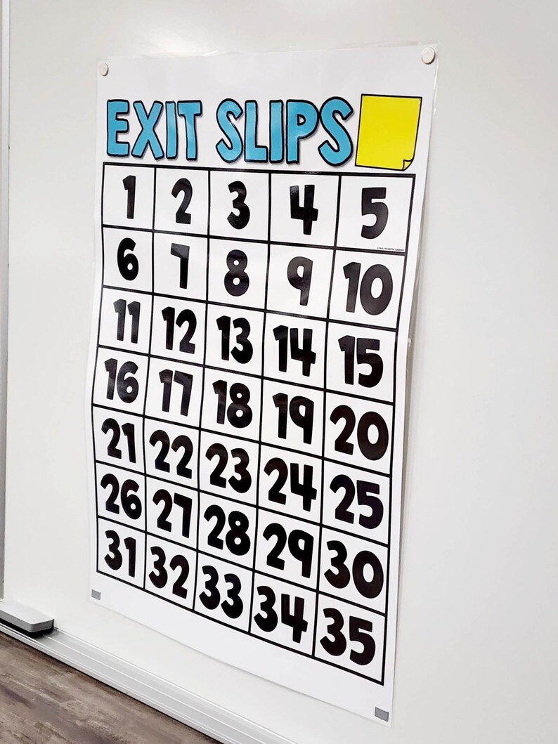 Exit Slips Anchor Chart [hard Good] (option 6 - 35 Squares) - Etsy
