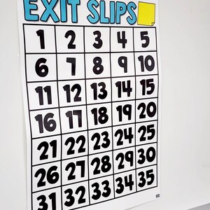 Exit Slips Anchor Chart [hard Good] (option 6 - 35 Squares) - Etsy