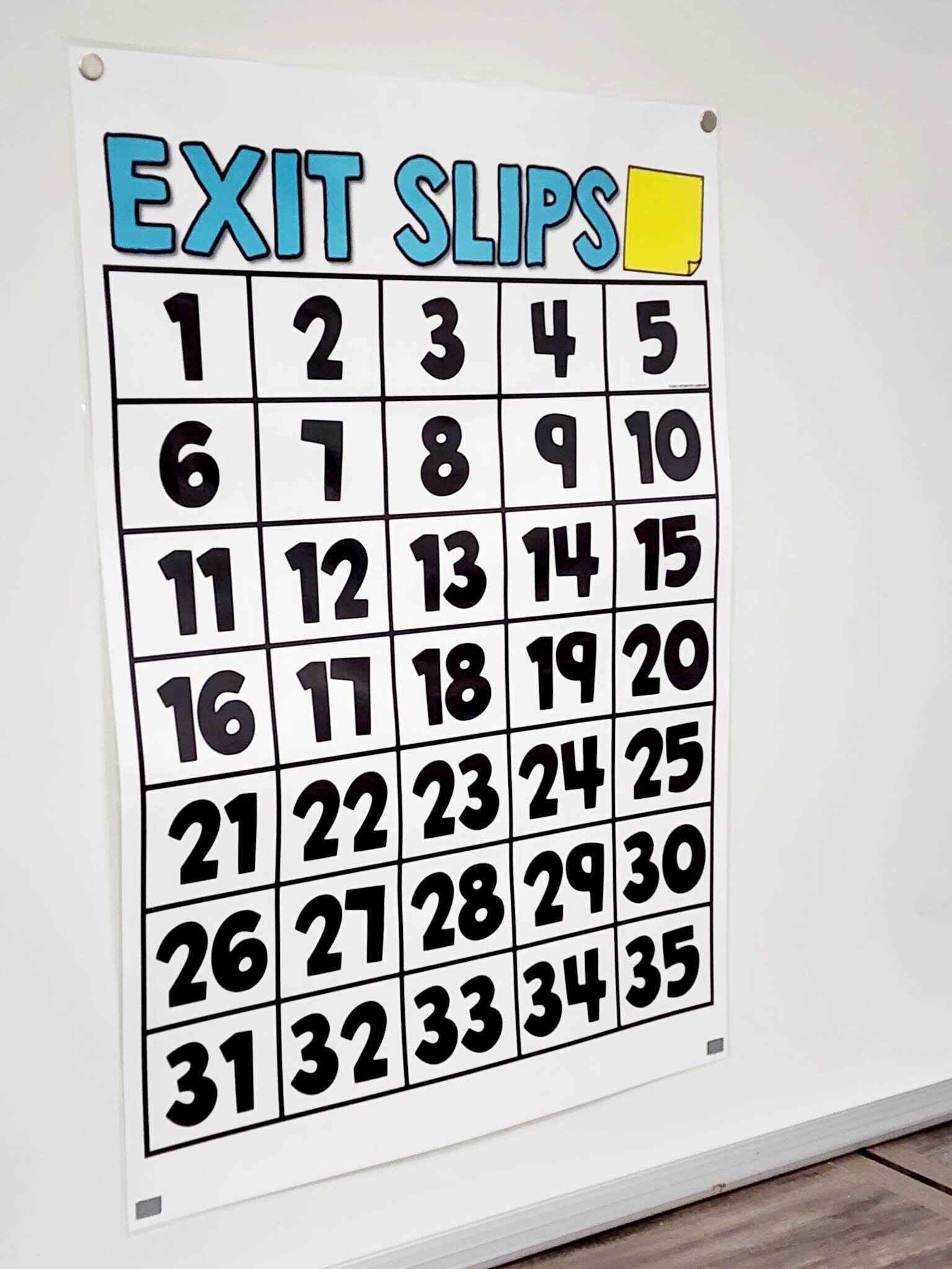 Exit Slips Anchor Chart [hard Good] (option 6 - 35 Squares) - Etsy
