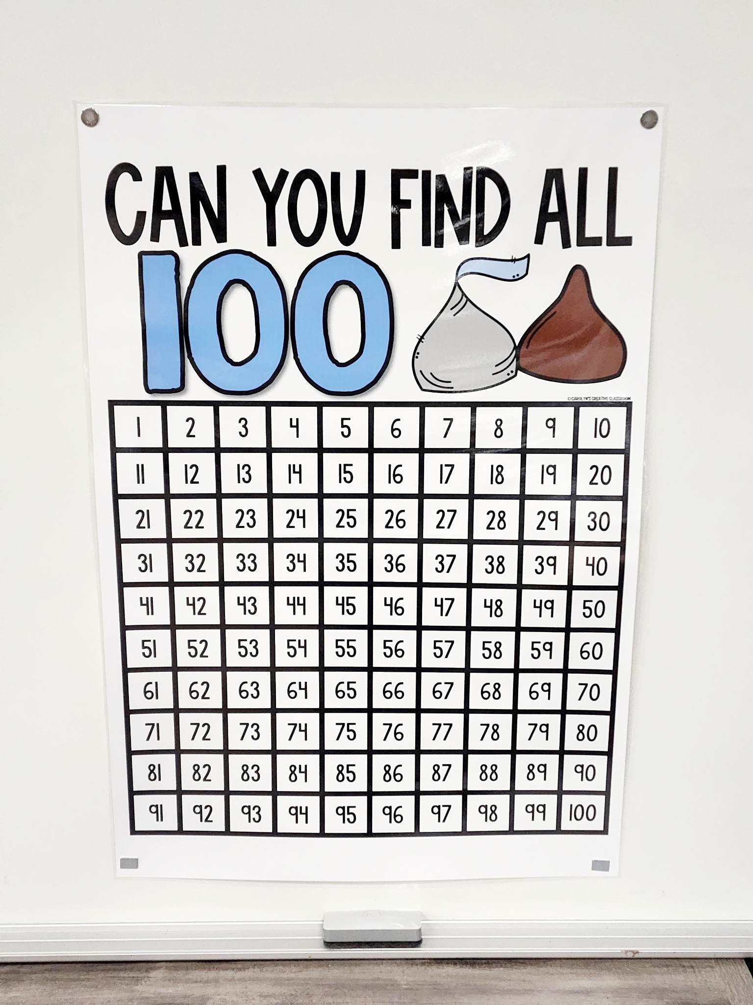 100th Day Kisses 100th Chart Anchor Chart [hard Good] - Option 1 - Etsy