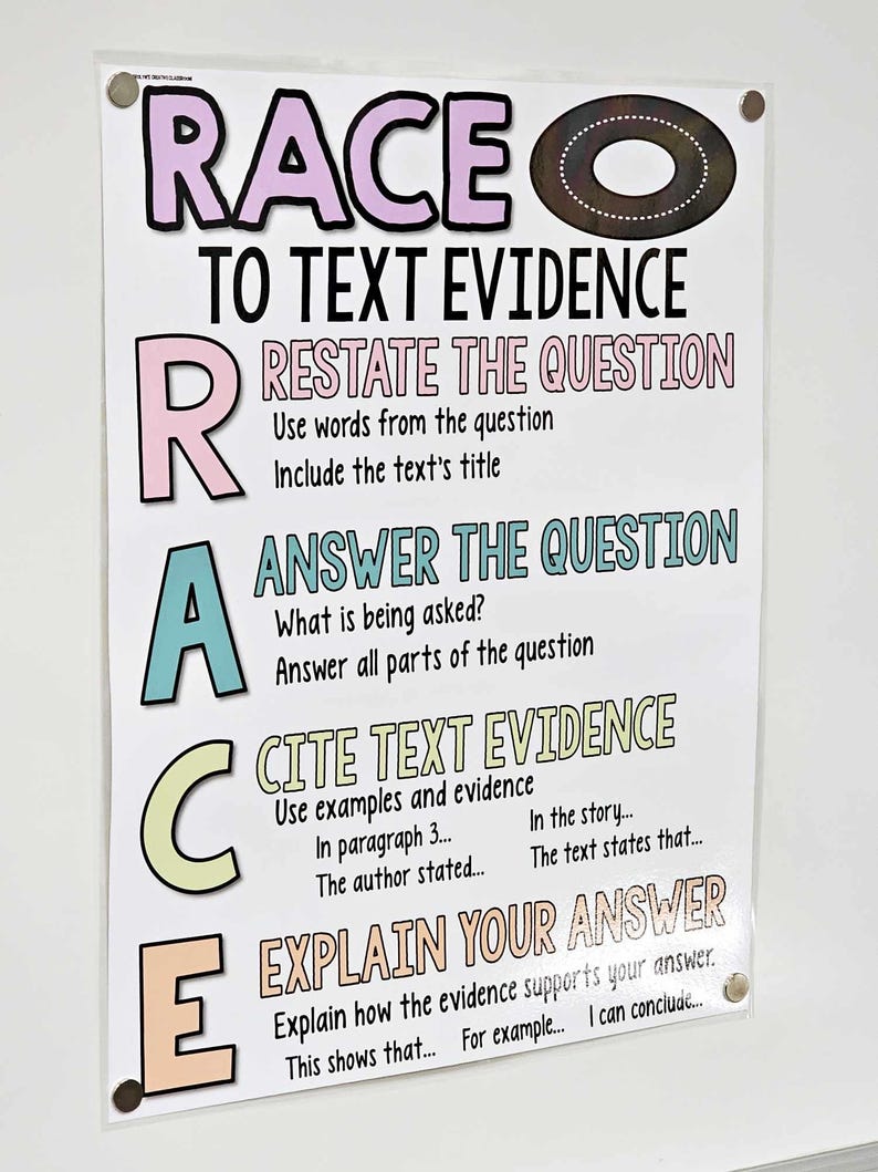 RACE to Text Evidence Anchor Chart [hard Good] - Option #5 - Etsy