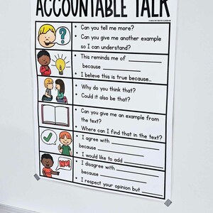Accountable Talk Sentence Starters Anchor Chart [hard Good] - Option 4 ...