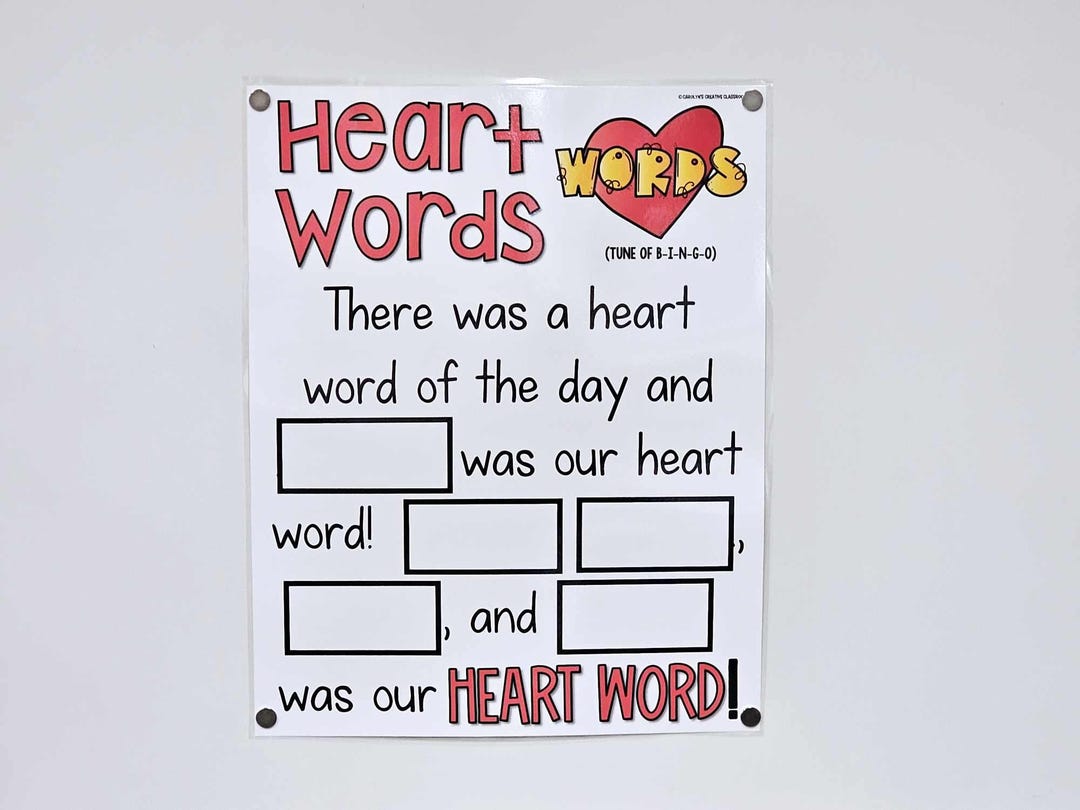Heart Words Anchor Chart [hard Good] - Version 3 - Etsy
