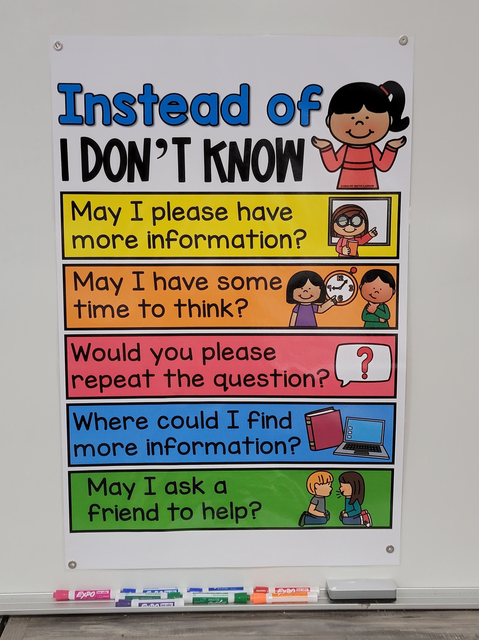 Instead of I Don't Know Anchor Chart hard Good Option - Etsy