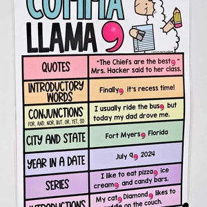 Comma Llama Anchor Chart [hard Good] - Option #1 - Etsy