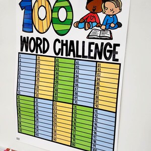 100th Day Word Challenge Anchor Chart [hard Good] - Option 1 (with ...