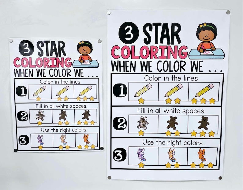 3 Star Colorings Anchor Chart [hard Good] - Option #1 - Etsy