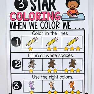 3 Star Colorings Anchor Chart [hard Good] - Option #1 - Etsy