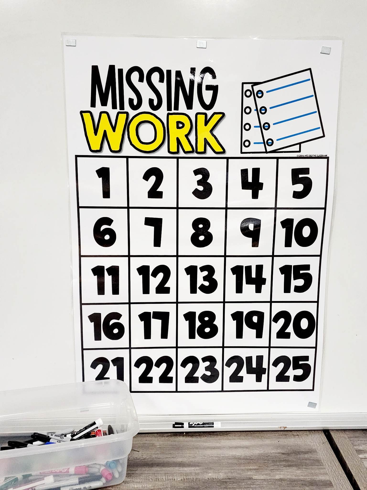 Missing Work Anchor Chart [hard Good] - Set# 3 (number to 25 AND YELLOW ...