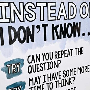 Instead of I Don't Know Anchor Chart [hard Good] - Option 4 - Etsy