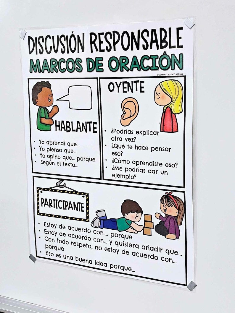 Accountable Talk Sentence Starters Anchor Chart [hard Good] - Option 2 ...