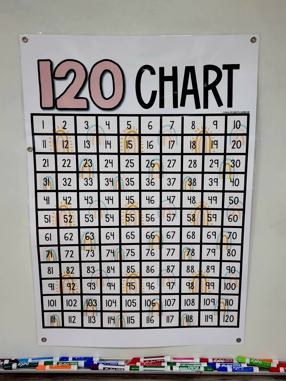 120 Chart - ORIGINAL - Anchor Chart [hard Good] - Boho Rainbow Version ...