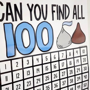 100th Day Kisses 100th Chart Anchor Chart [hard Good] - Option 1 - Etsy