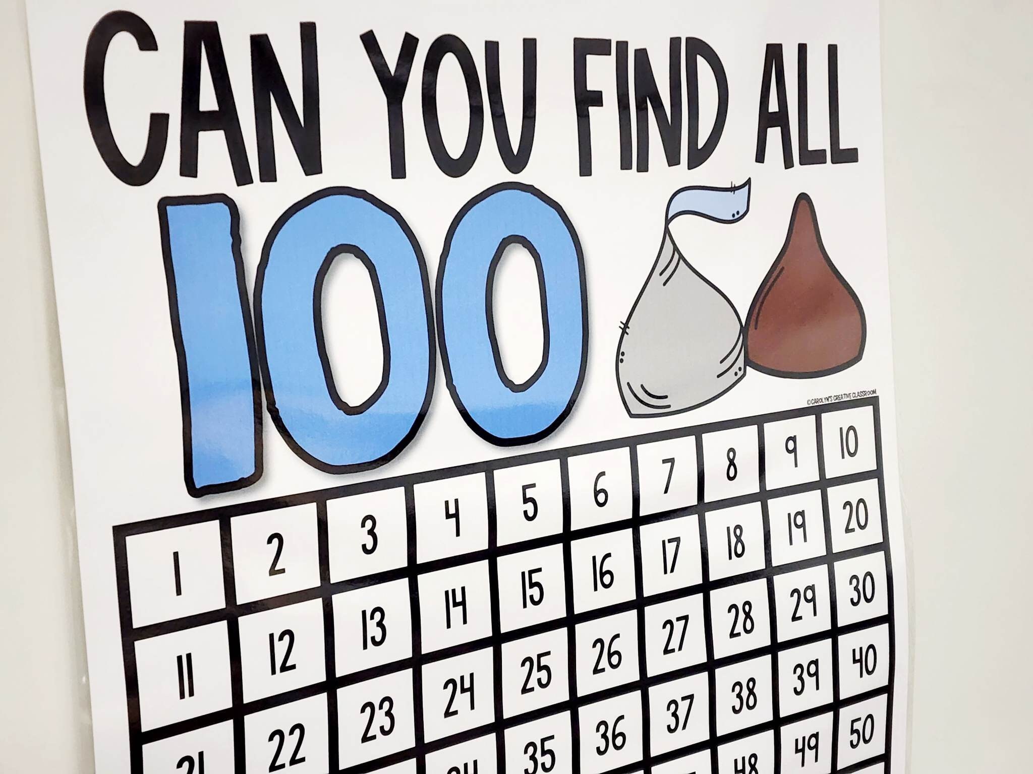 100th Day Kisses 100th Chart Anchor Chart [hard Good] - Option 1 - Etsy