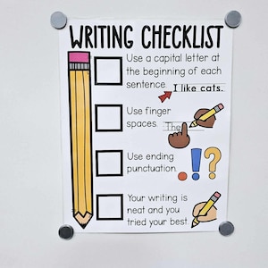 Writing Checklist Anchor Chart [hard Good] - Option #1 - Etsy