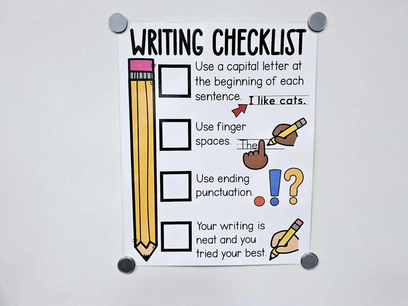 Writing Checklist Anchor Chart [hard Good] - Option #1 - Etsy