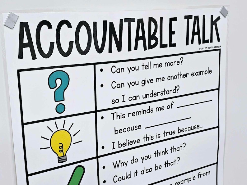 Accountable Talk Sentence Starters Anchor Chart [hard Good] - Option 3 ...