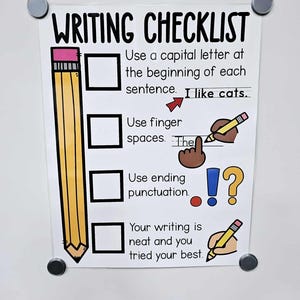 Writing Checklist Anchor Chart [hard Good] - Option #1 - Etsy