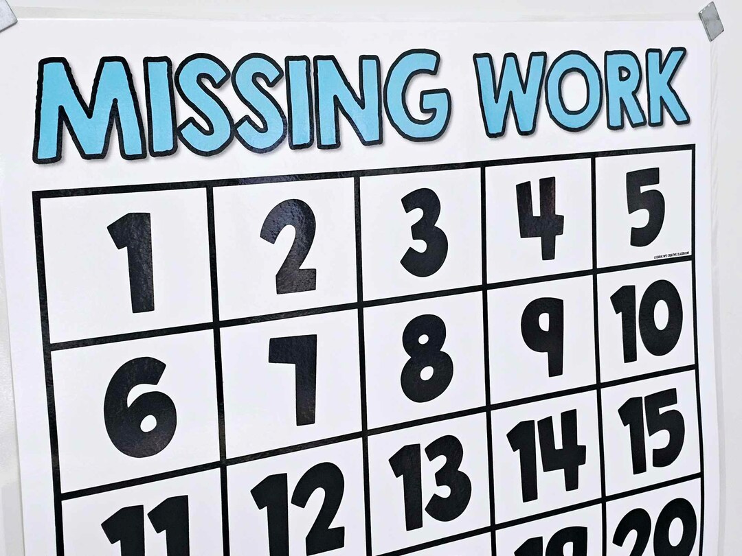 Missing Work Anchor Chart [hard Good] - Option 4 (number to 35) - Etsy