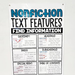 Nonfiction Text Features Anchor Chart [hard Good] - Option 1 - Etsy