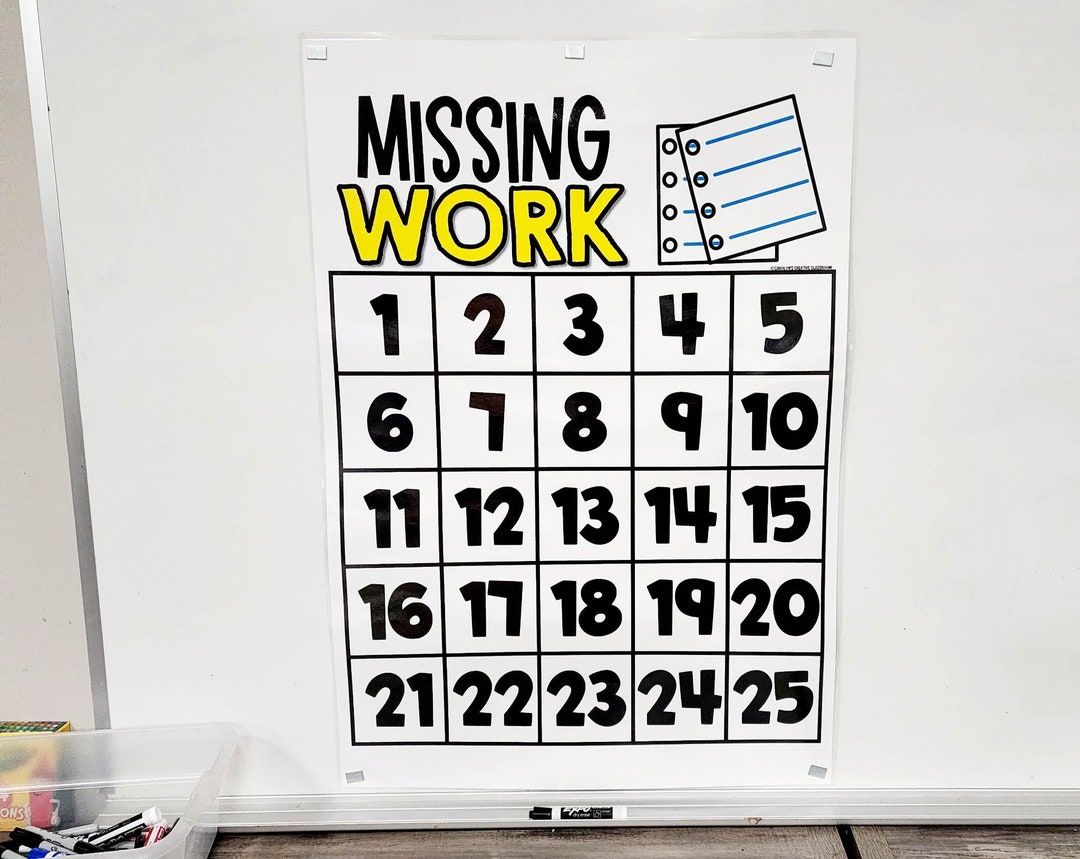 Missing Work Anchor Chart [hard Good] - Set# 3 (number to 25 AND YELLOW ...