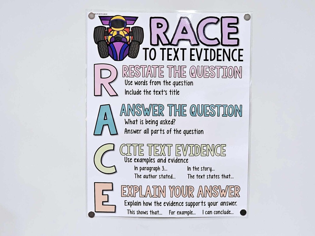 RACE to Text Evidence Anchor Chart [hard Good] - Option #3 - Etsy
