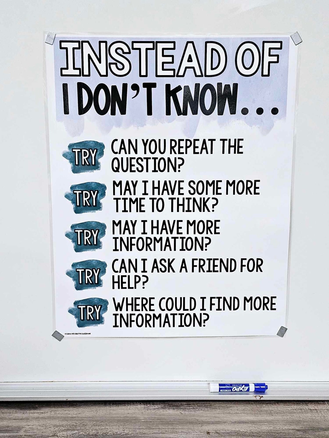 Instead of I Don't Know Anchor Chart [hard Good] - Option 4 - Etsy