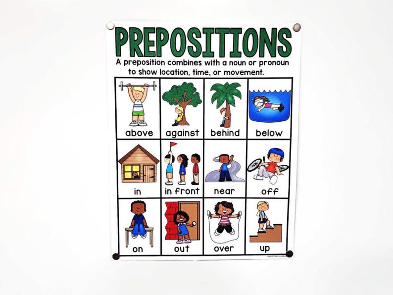 Prepositions Anchor Chart [hard Good] - Option 3 (12 Mixed Picture ...