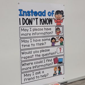 Instead of I Don't Know Anchor Chart [hard Good] - Option 2 - Etsy