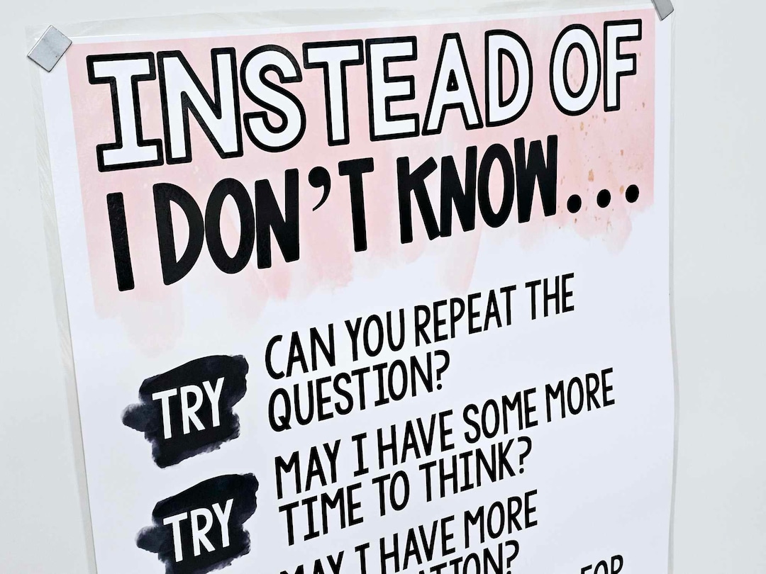 Instead of I Don't Know Anchor Chart hard Good Option 3 - Etsy
